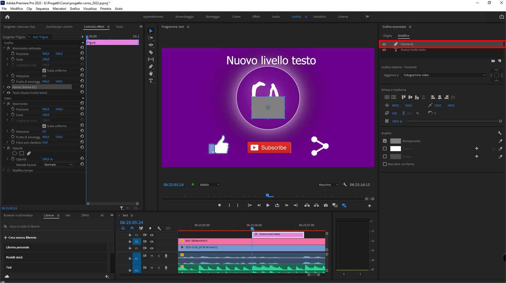 Come inserire testo grafica e titoli in Premiere Pro con la grafica ...